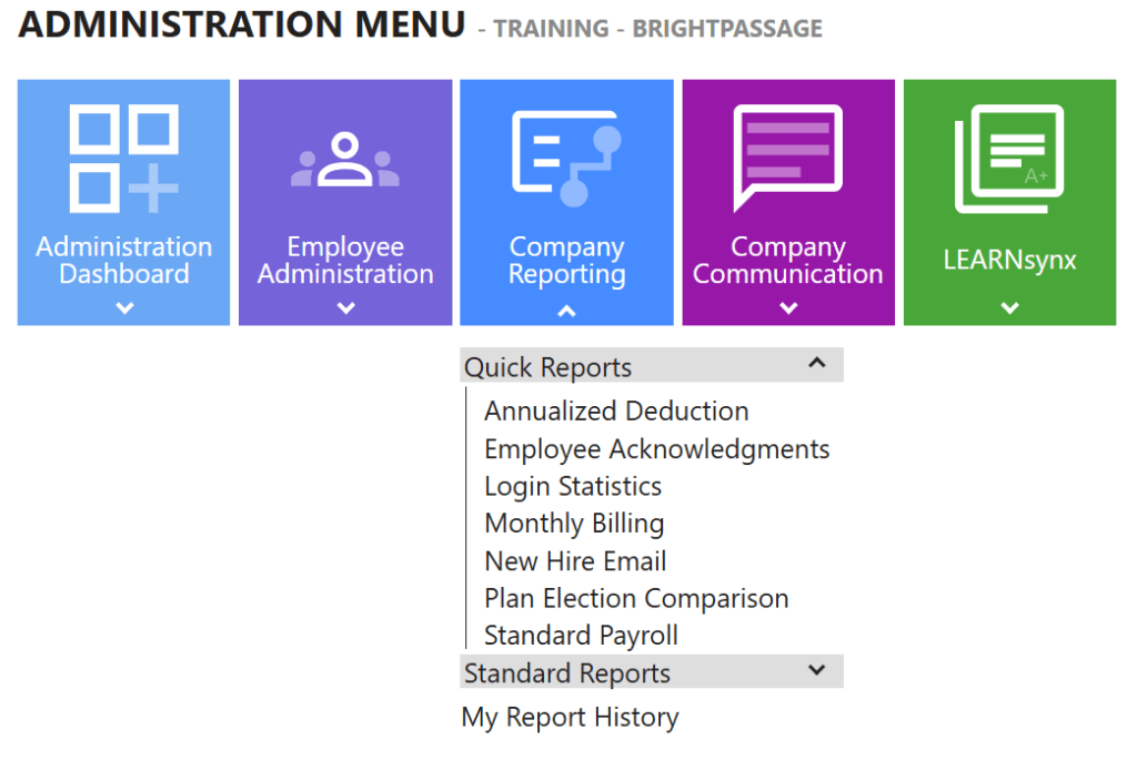 Quick Reports – General Navigation – LEARNsynx