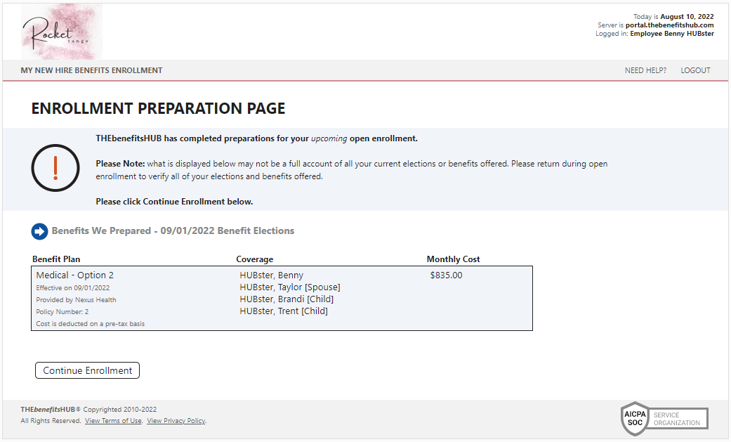 New Hire Outside of Open Enrollment with Future Plans Built – Employee ...