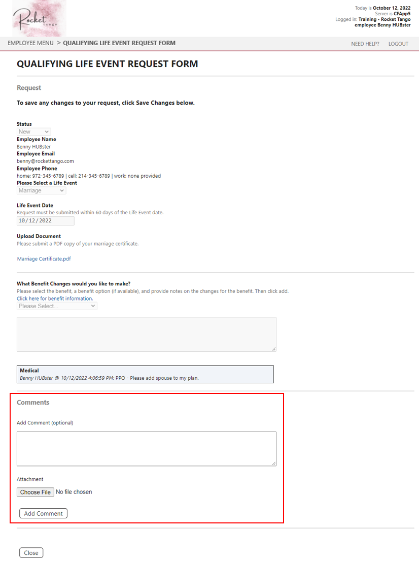 Submitting a Qualifying Life Event Request – LEARNsynx