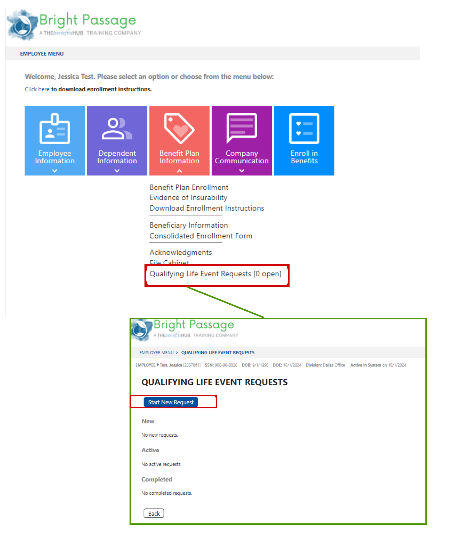 Submitting a Qualifying Life Event Request – LEARNsynx